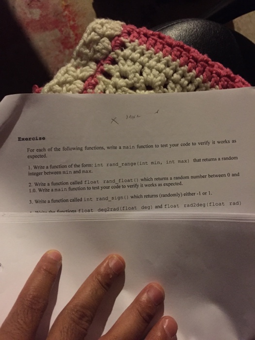 Solved For each of the following functions, write a main | Chegg.com