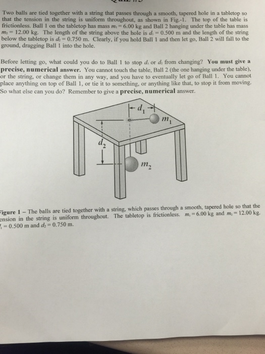 Solved Two balls are tied together with a string that passes | Chegg.com