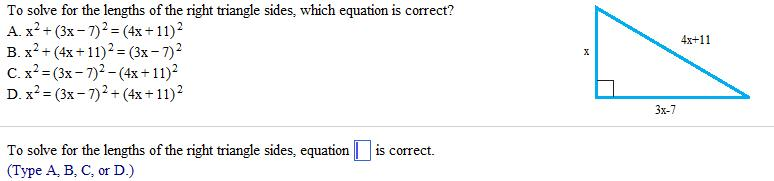 Solved To solve for the lengths of the right triangle sides, | Chegg.com