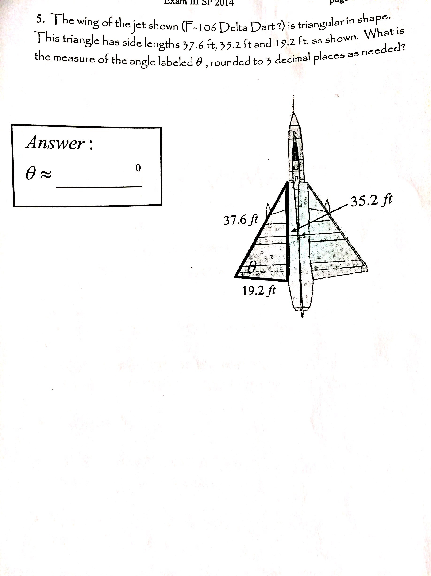 Solved The wing of the jet show (F-106 Delta Dart?) is | Chegg.com