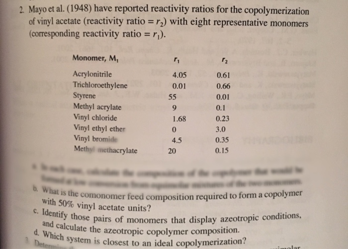 Solved B. What is the comonomer composition feed required to | Chegg.com