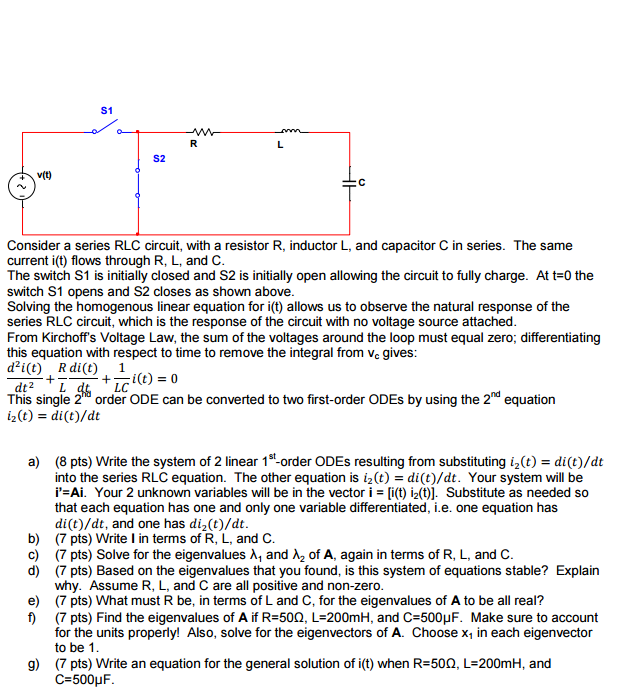 Solved Consider a series RLC circuit, with a resistor R. | Chegg.com