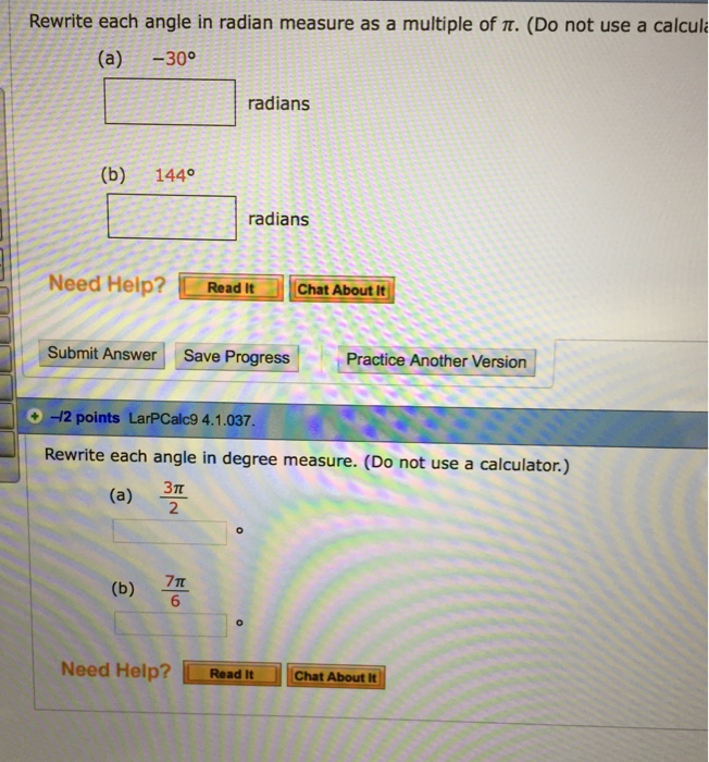 Solved Rewrite each angle in radian measure as a multiple of | Chegg.com