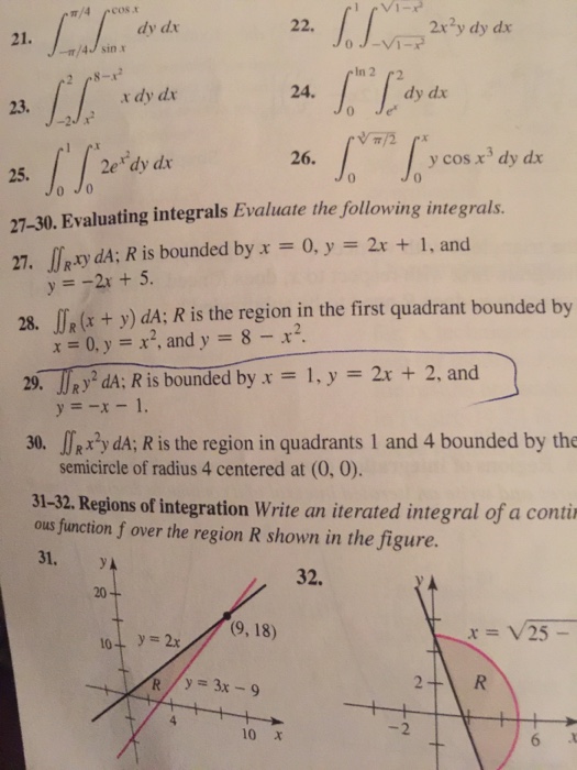 Solved integral^pi/4_-pi/4 integrl^cos x_sin x dy dx | Chegg.com