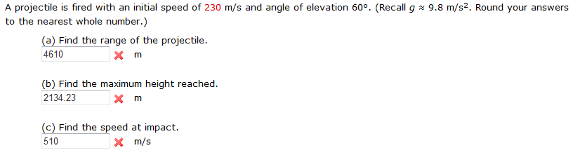 A projectile is fired with an initial speed of 230 | Chegg.com