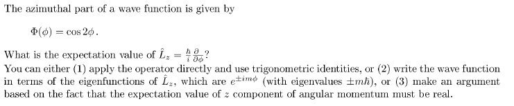 Solved The azimuthal part of a wave function is given by | Chegg.com