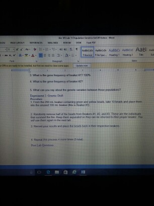 Lab 15 Population Genetics Chegg