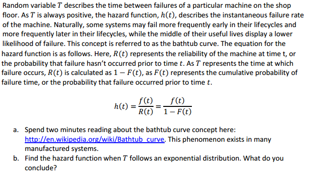 Solved Random variable T describes the time between failures | Chegg.com