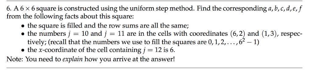 6. A 6 × 6 square is constructed using the uniform | Chegg.com