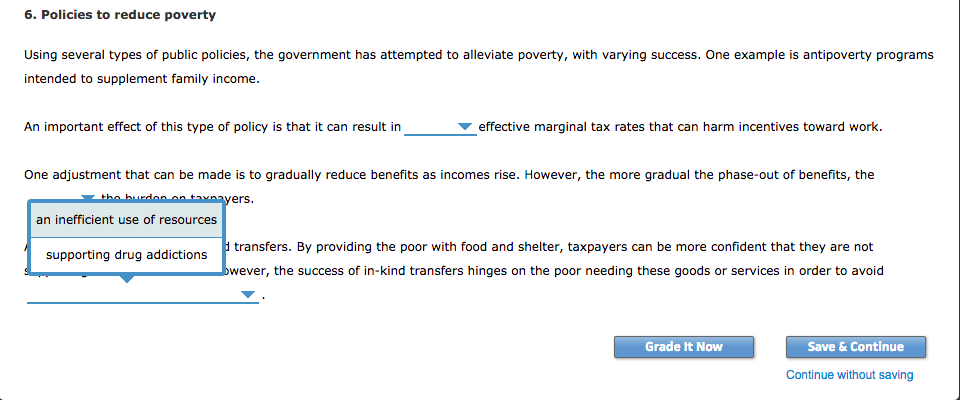 Solved 6. Policies to reduce poverty Using several types of | Chegg.com