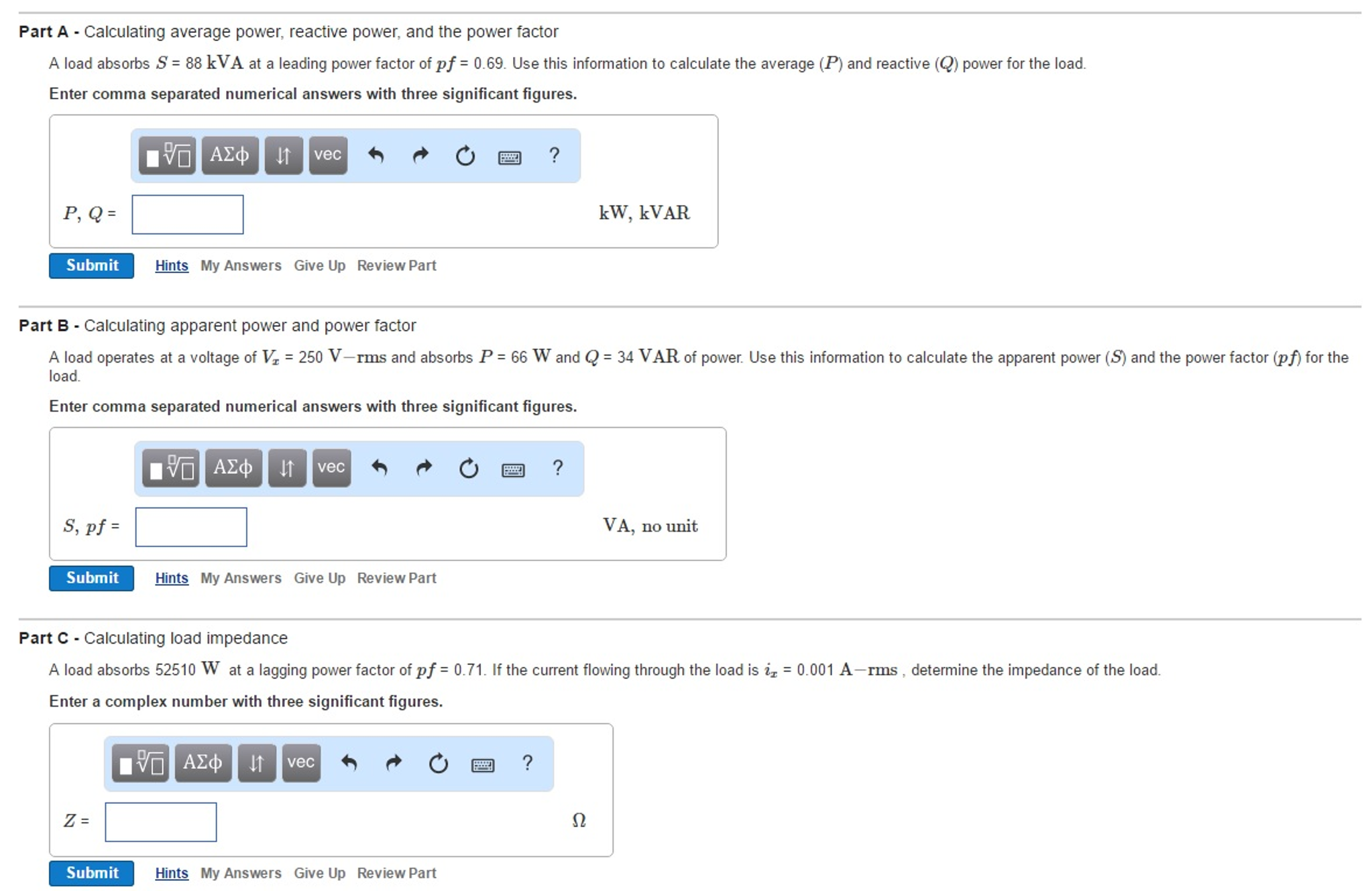 Solved Calculating average power, reactive power, and the | Chegg.com