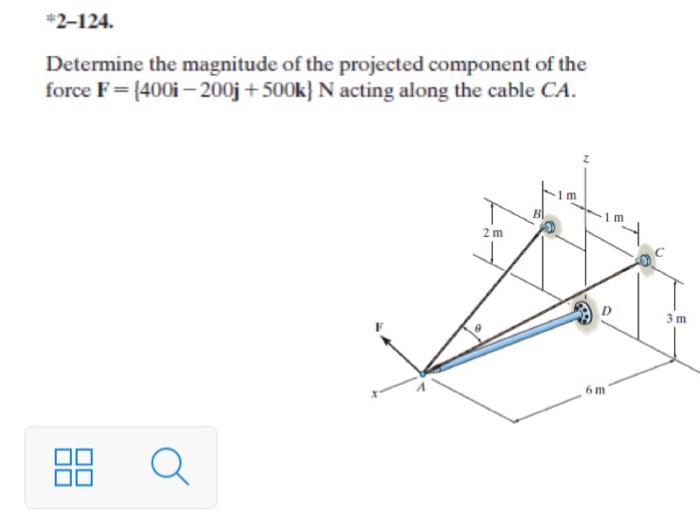 Solved *2-124. Determine the magnitude of the projected | Chegg.com