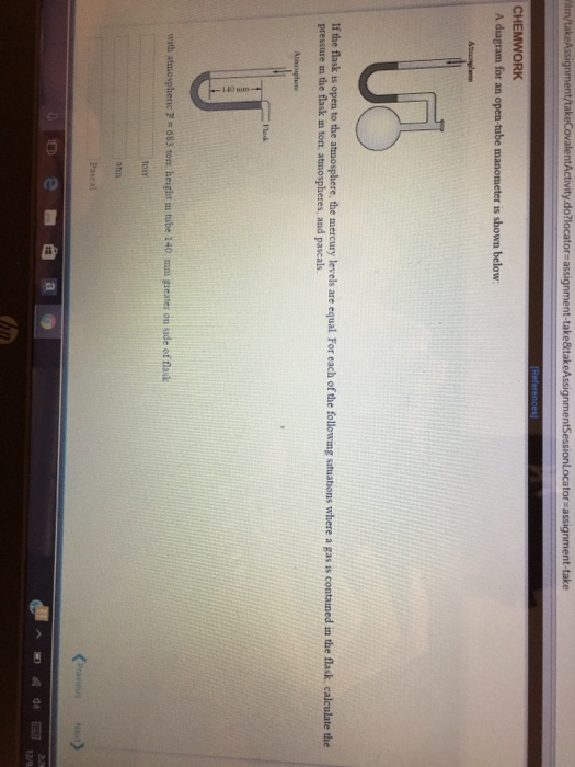 Solved A diagram for an open tube manometer is shown below: | Chegg.com