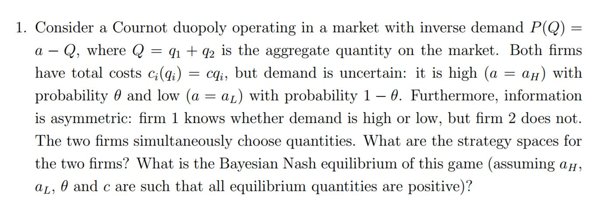 Solved Consider a Cournot duopoly operating in a market with | Chegg.com