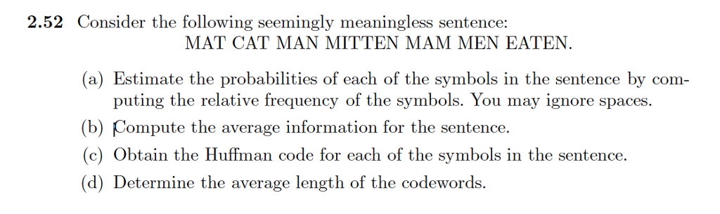 Solved 2.52 Consider the following seemingly meaningless | Chegg.com