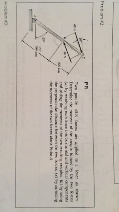 Solved Two parallel 40-N forces are applied to a lever as | Chegg.com