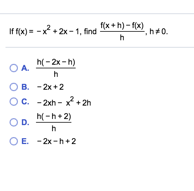 Solved If F x x 2 2x 1 Find F x H F x h H Chegg
