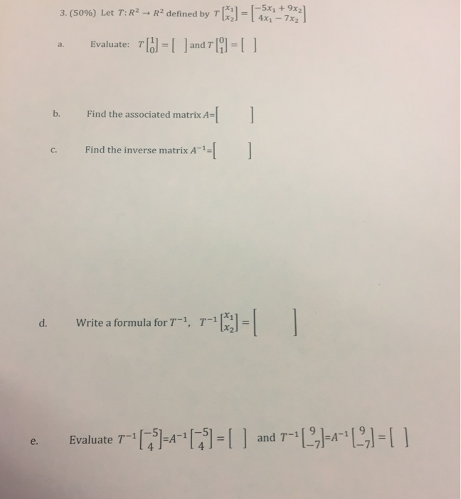 Solved Let T: R^2 rightarrow R^2 defined by T [x_1 x_2] = | Chegg.com