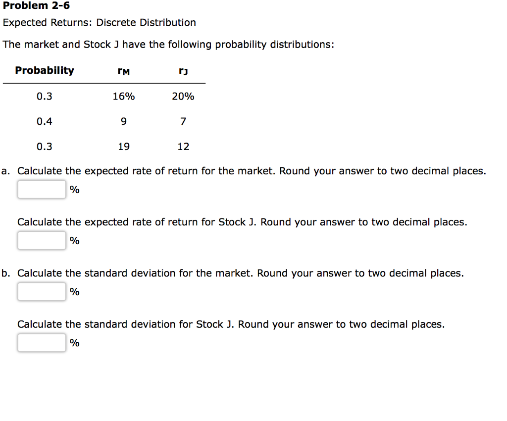 Solved Problem 2-6 Expected Returns: Discrete Distribution | Chegg.com