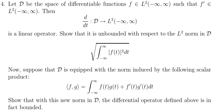 Solved 4. Let D be the space of differentiable functions f E | Chegg.com