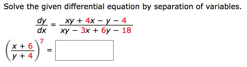 Solved Solve the given differential equation by separation | Chegg.com