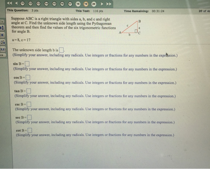 Solved Find unknown side length and values of the 6 trig | Chegg.com