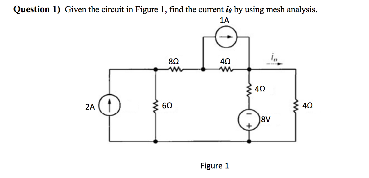 Solved Question 1) Given the circuit in Figure 1, find the | Chegg.com