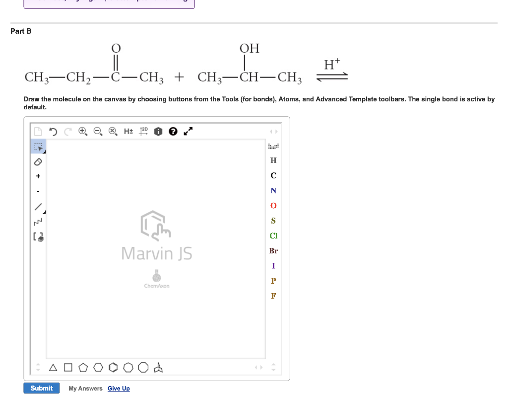 Solved Part A CH3 CH2 CH2-C-H+ CH3CH2OH Draw the molecule on | Chegg.com