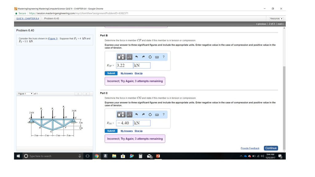 Solved Problem 6 40 Determine The Force In Member Cd And