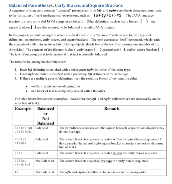 Solved Balanced Parentheses, Curly Braces, and Square | Chegg.com