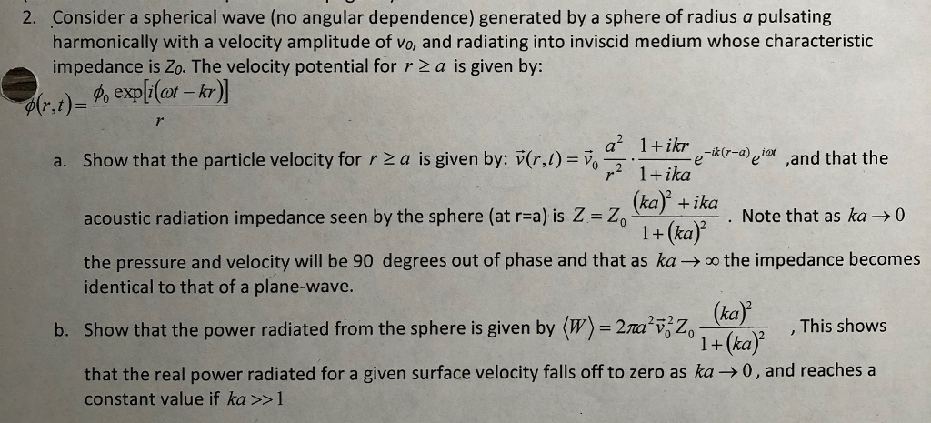 Consider a spherical wave (no angular dependence) | Chegg.com