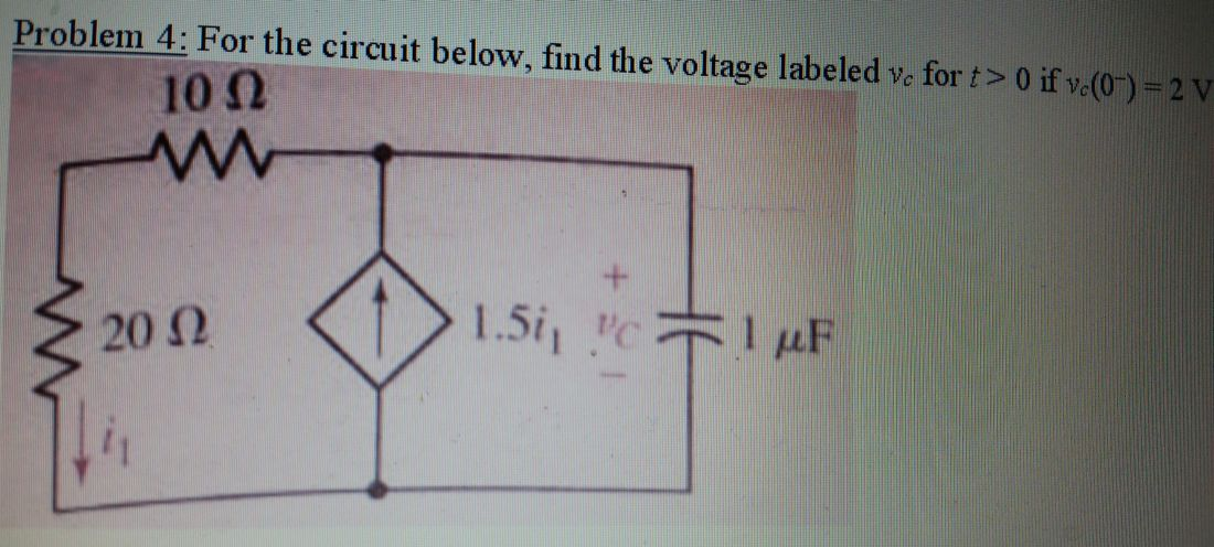 Solved For the circuit below, find the voltage labeled vc | Chegg.com