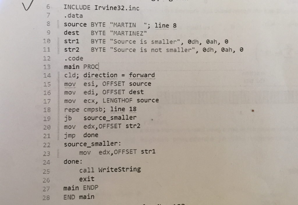 Solved 6 INCLUDE Irvine32.inc 7 data 8 source BYTE "MARTIN | Chegg.com