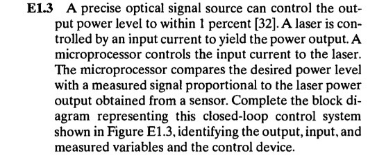 Solved E1.3 A precise optical signal source can control the | Chegg.com