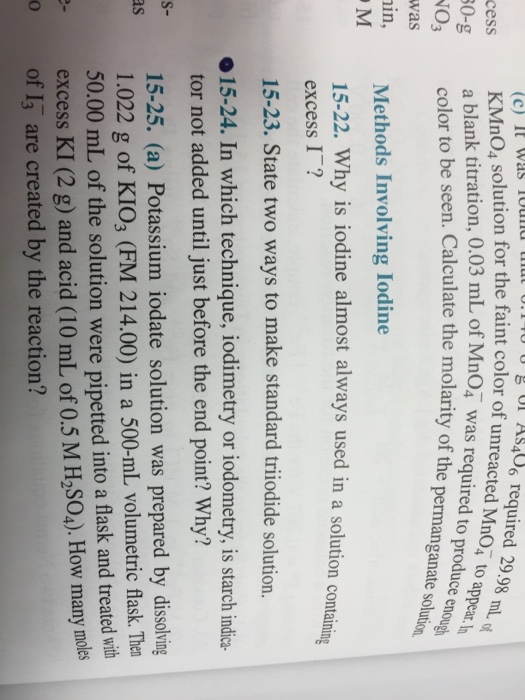 Solved In which technique, iodimetry or iodometry, is starch | Chegg.com