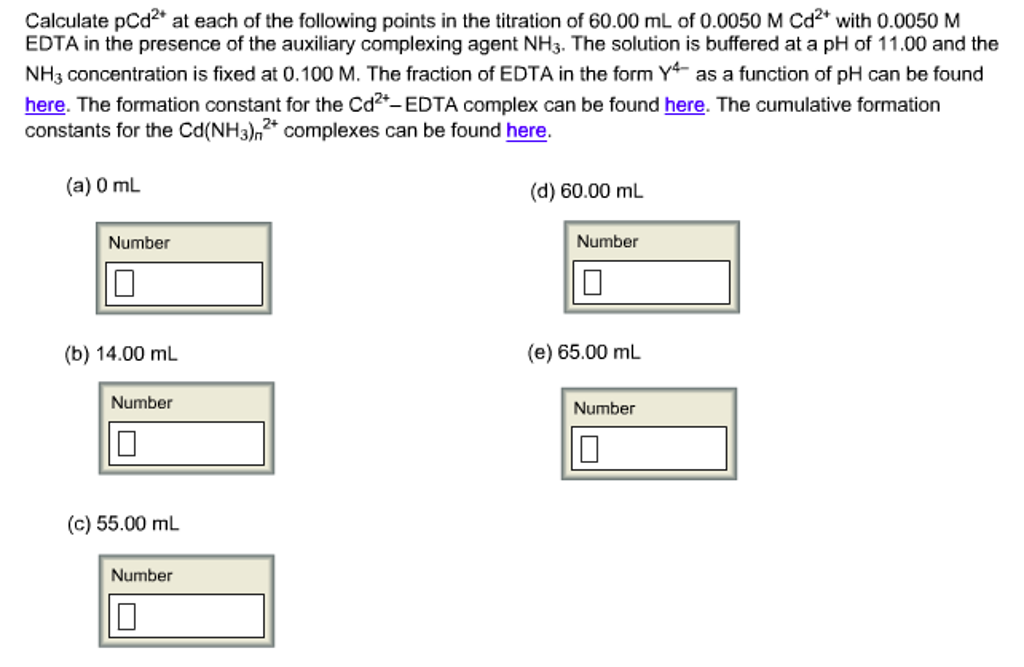 Solved Calculate pCd^2+ at each of the following points in | Chegg.com