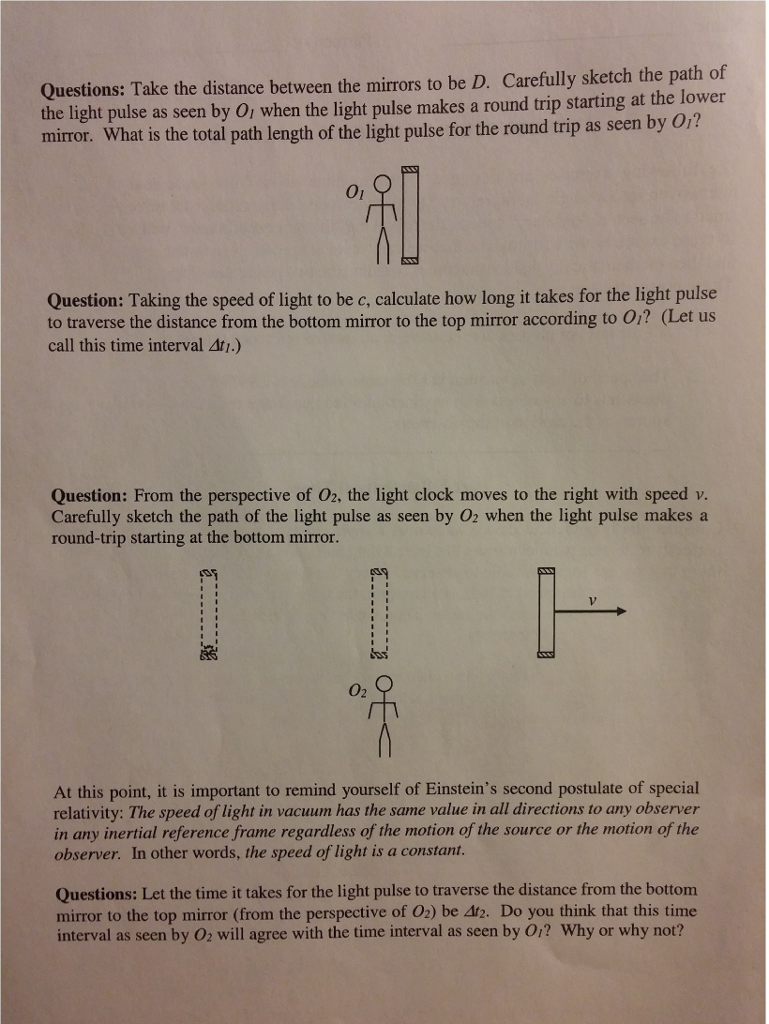 Solved INTRODUCTION TO SPECIAL RELATIVITY The following | Chegg.com