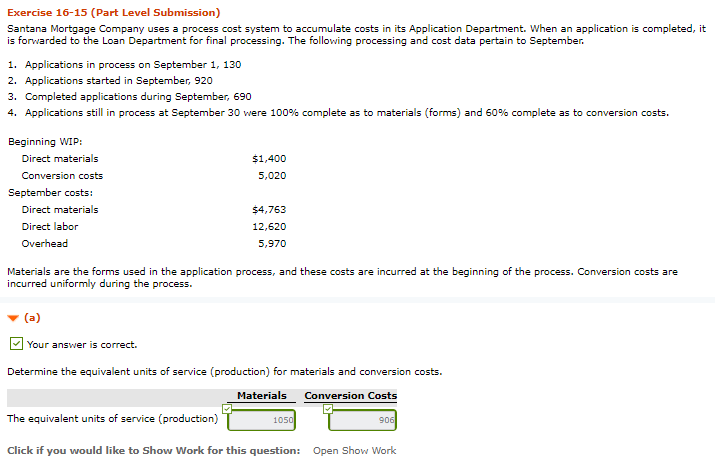 Solved Exercise 16-15 (Part Level Submission) Santana | Chegg.com