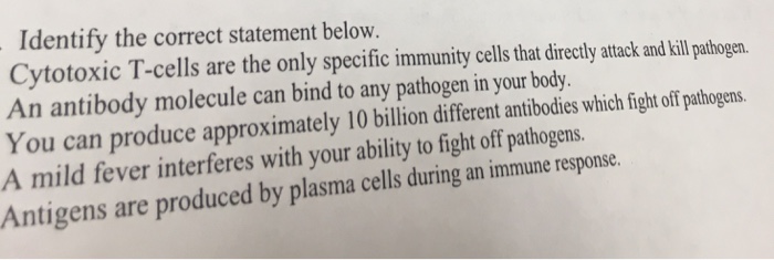 Solved Identify the correct statement below. Cytotoxic | Chegg.com