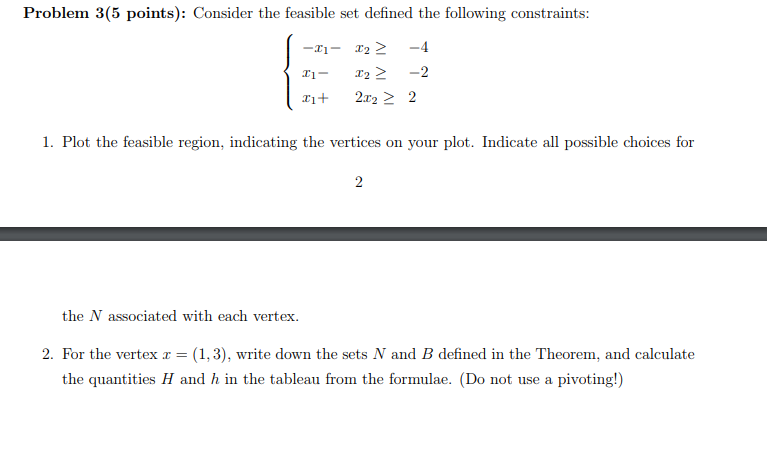 Solved Problem 3(5 points): Consider the feasible set | Chegg.com