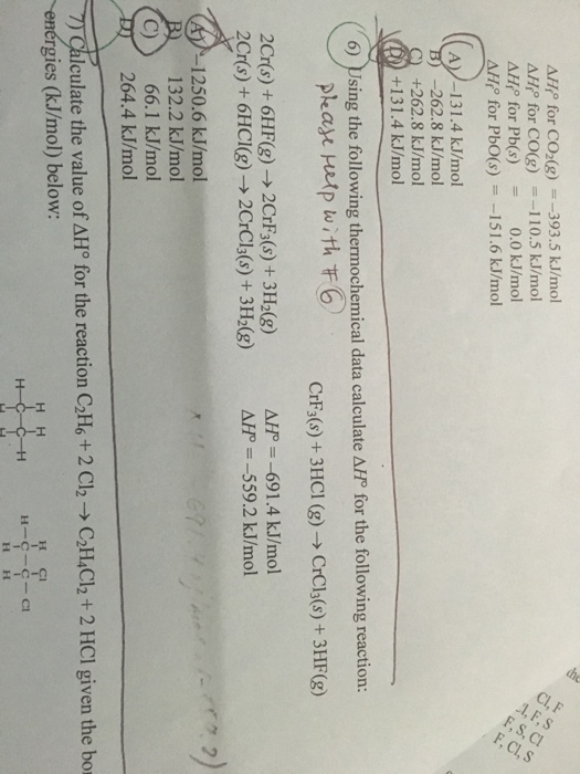 Solved Using the following thermochemical data calculate | Chegg.com