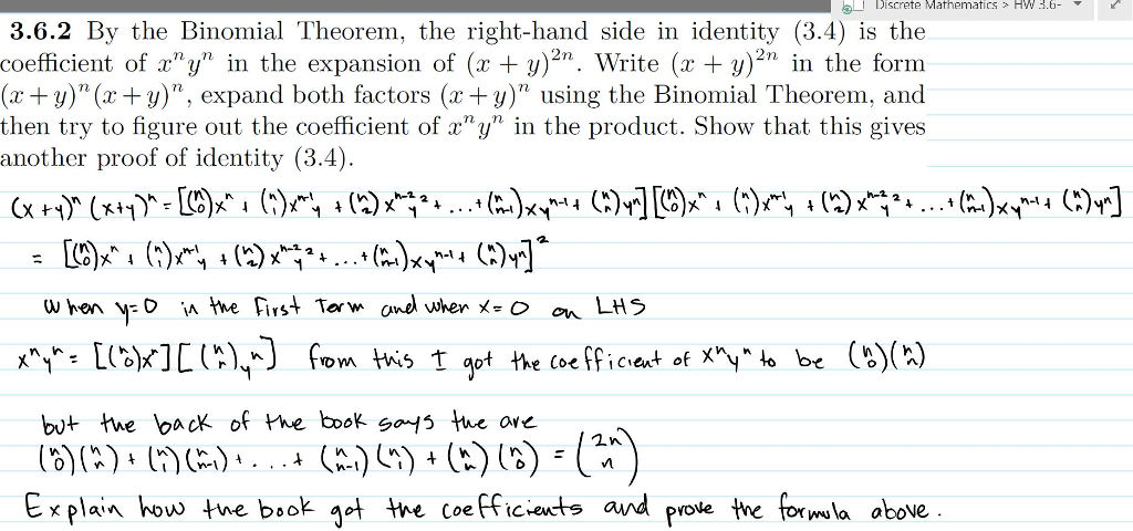 Solved Discrete mathematics/binomial theorem Will give | Chegg.com
