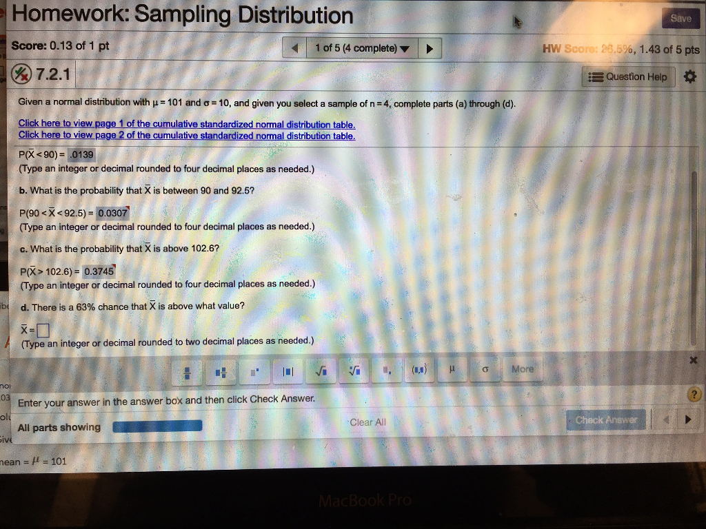 Solved Homework: Sampling Distribution Save Score: 0.13 of 1 | Chegg.com