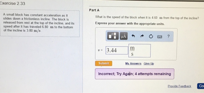 Solved Exercise 2.33 Part A A small block has constant | Chegg.com