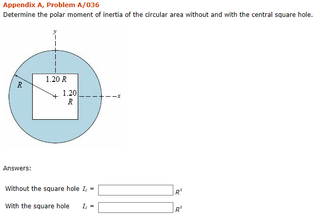 Solved Appendix A, Problem A/036 Determine the polar moment | Chegg.com