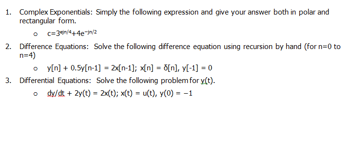 Complex Exponentials: Simply the following expression | Chegg.com