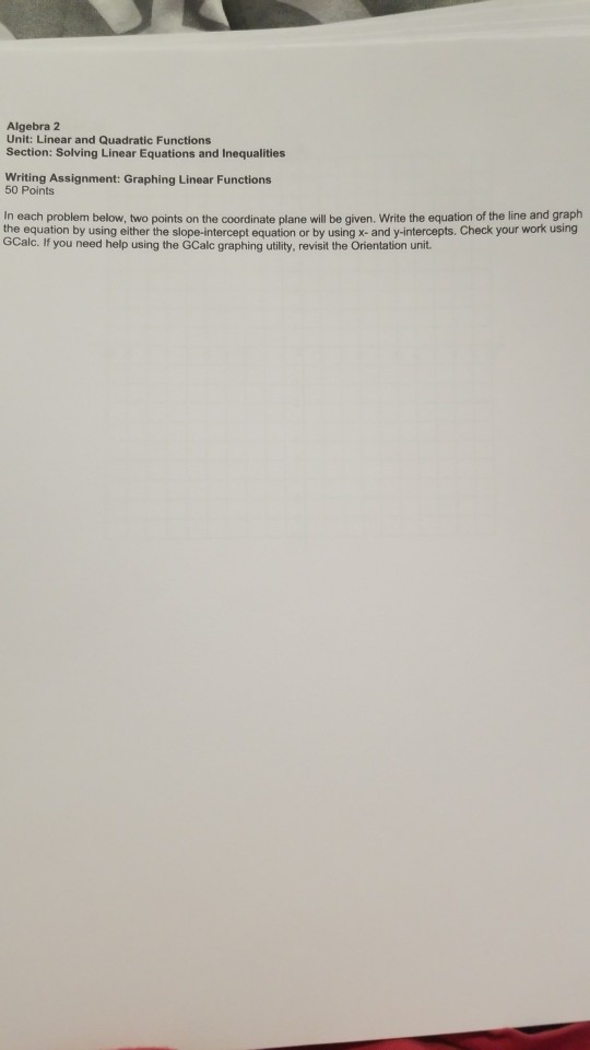 Solved Algebra 2 Unit: Linear and Quadratic Functions | Chegg.com