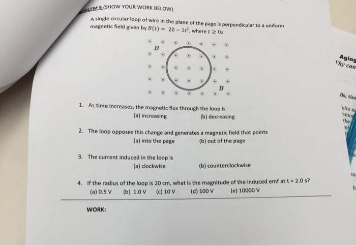 Solved A single circular loop of wire in the plane of the | Chegg.com