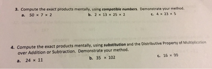 Solved Compute The Exact Products Mentally Using Compatible Chegg
