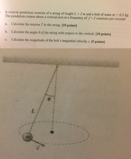 Solved A conical pendulum consists of a string of length L= | Chegg.com